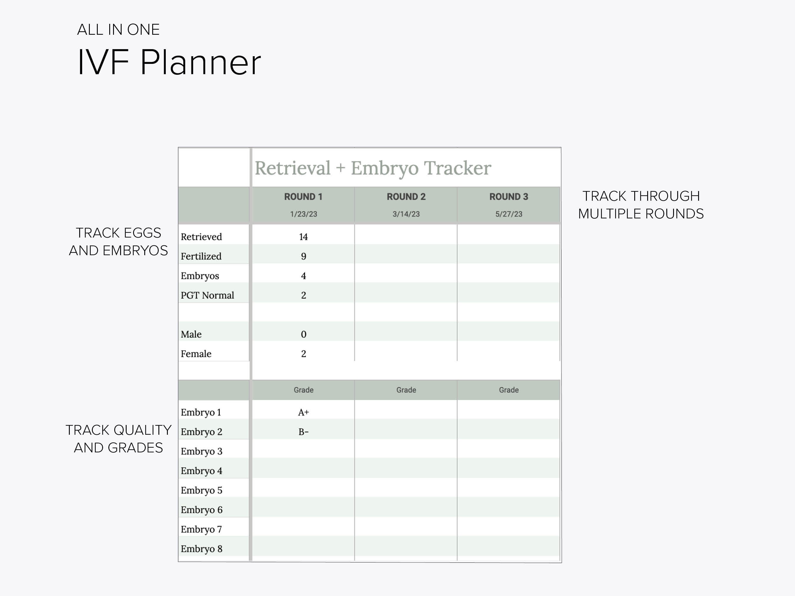 Digital IVF Tracker for Google Sheets - Keep Your Fertility Journey on ...