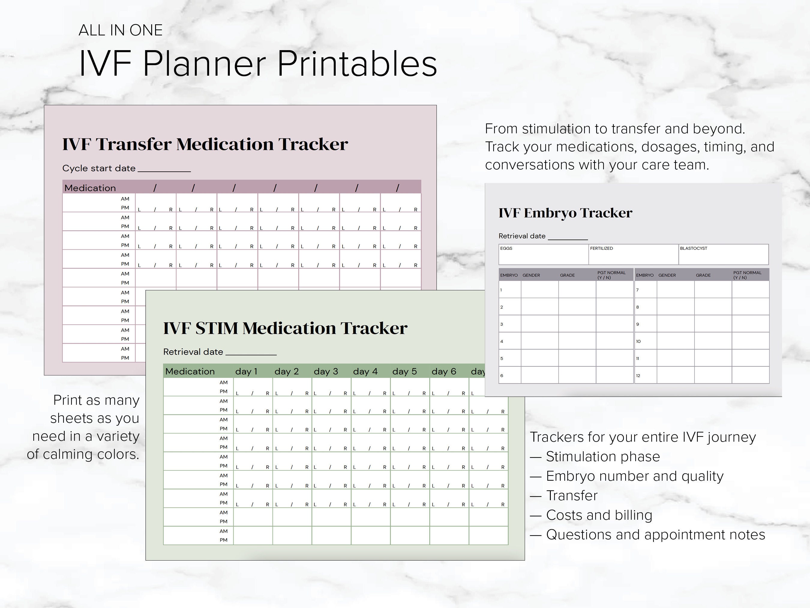 IVF Planner Printables Bundle: Keep Your IVF Journey on Track With This ...