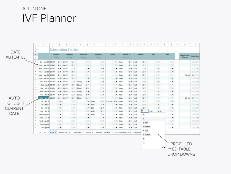 Digital IVF Tracker for Google Sheets - Keep Your Fertility Journey on ...