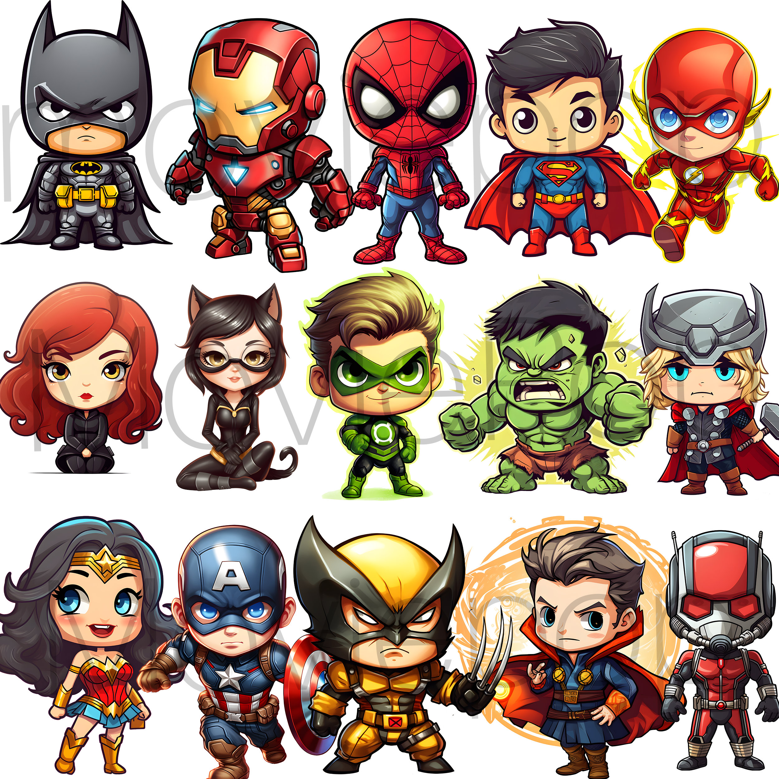 Superhero Clipart Cute Marvel Clipart Mignion Heros PNG - Etsy
