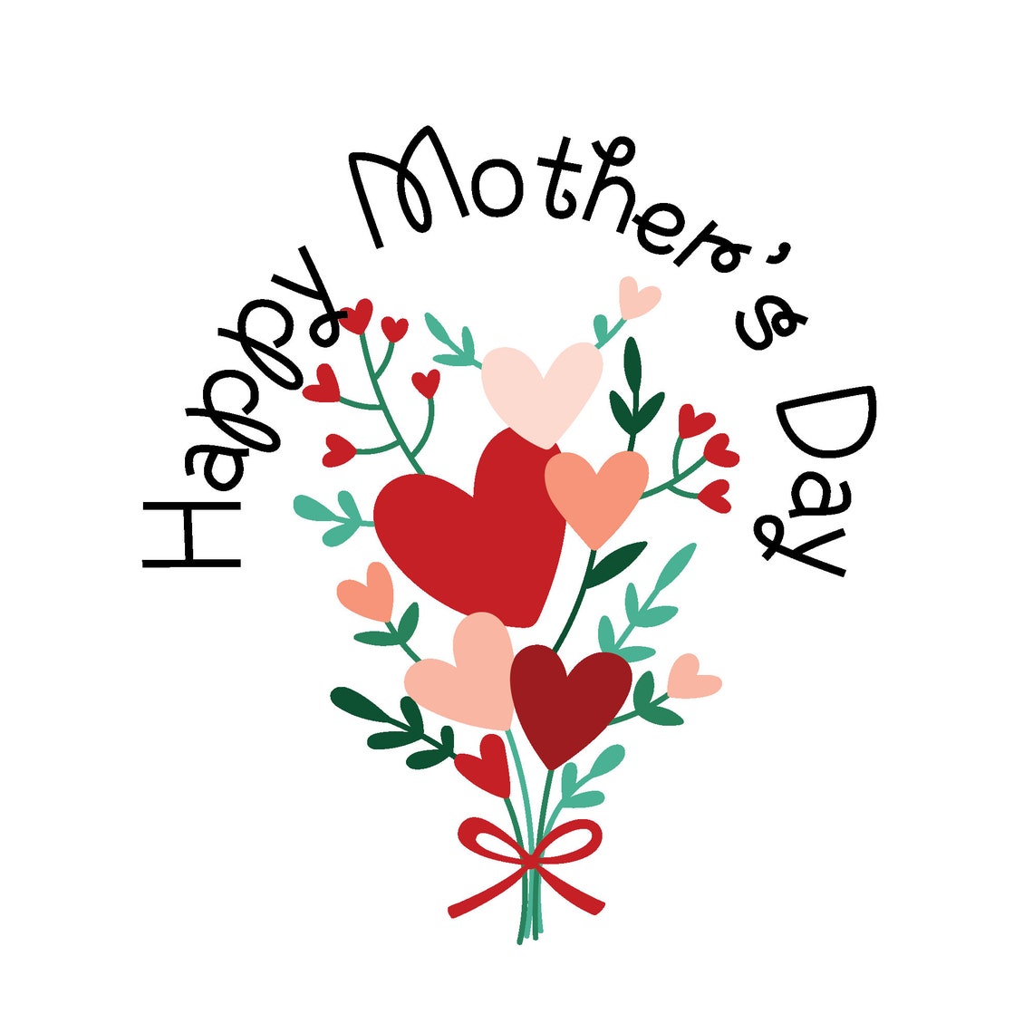 Happy Mothers Day Heart Flower Bouquet SVG PNG Bundle L Mothers Day ...