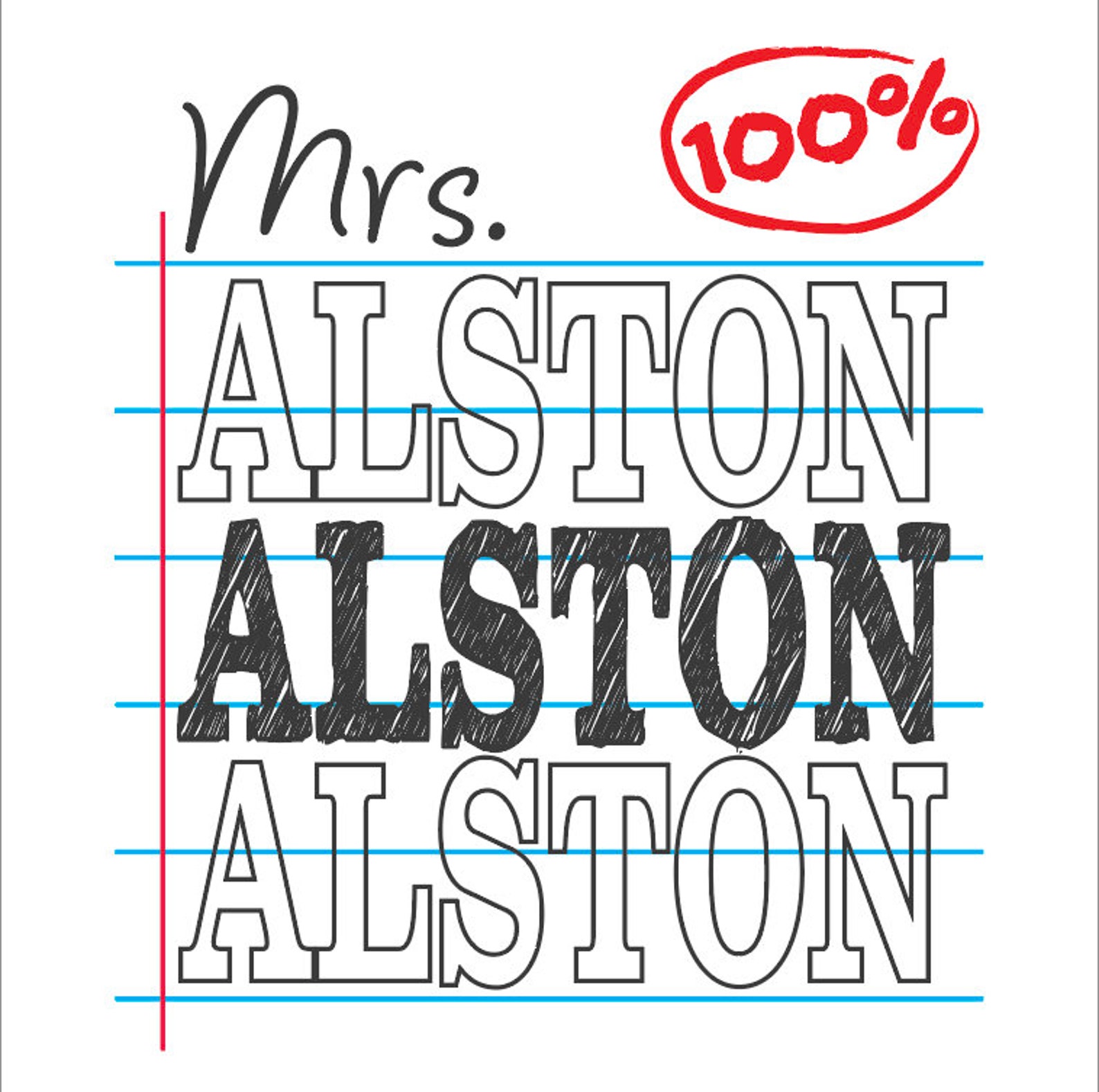 Mrs. Alston's Notebook Page SVG/PNG Bundle, Teacher Appreciation Gift ...