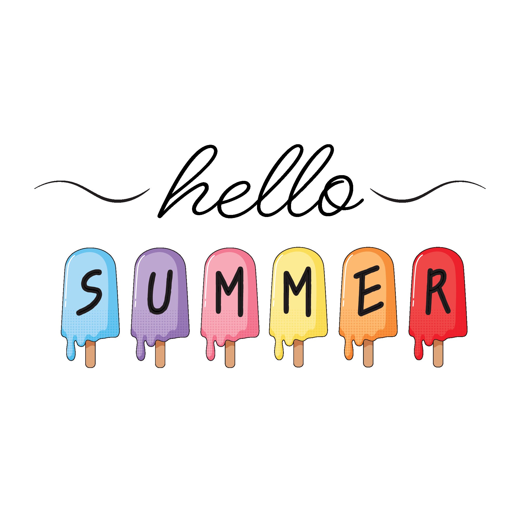 Hello Summer Rainbow Popsicle SVG PNG Bundle L Summer Vibes Gift L ...