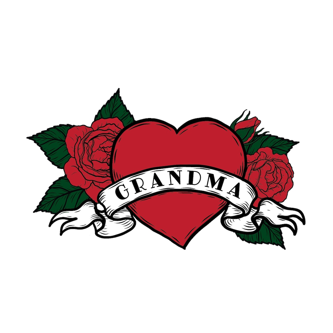 Grandma Heart and Rose Tattoo SVG PNG Bundle L Gifts for Grandma L ...