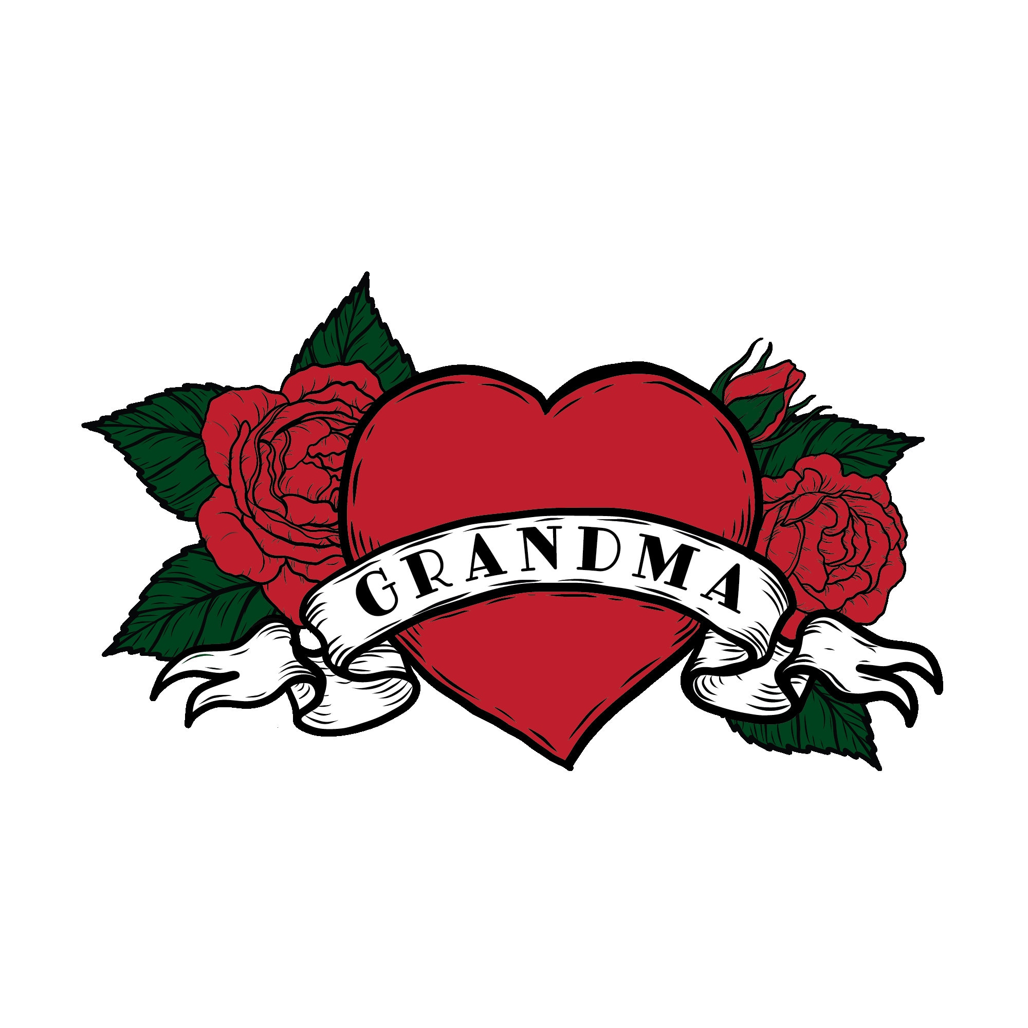 Grandma Heart and Rose Tattoo SVG PNG Bundle L Gifts for Grandma L ...