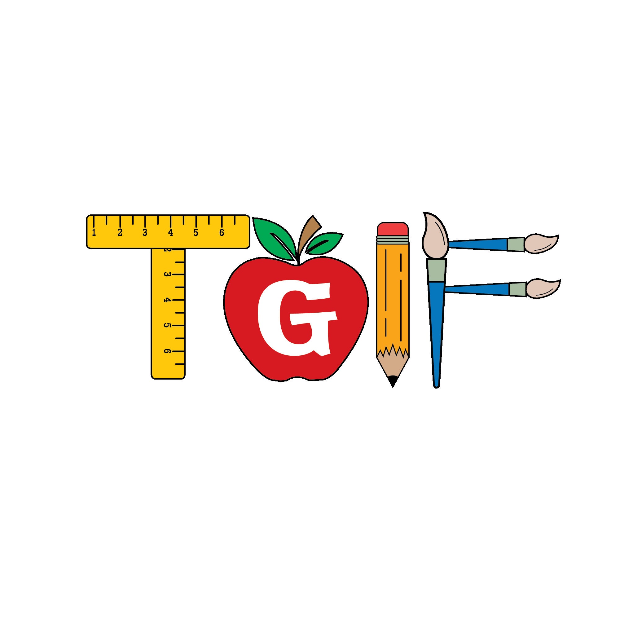 TGIF School Teacher SVG PNG Bundle, Teacher Appreciation Gift, Apple ...