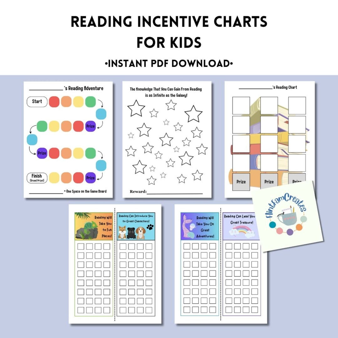Reading Incentive Charts for Kids Reading Trackers for Kids - Etsy