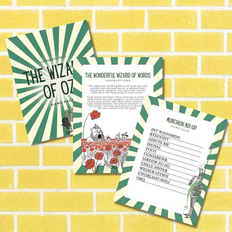 The Wizard of Oz Game Pack - Etsy