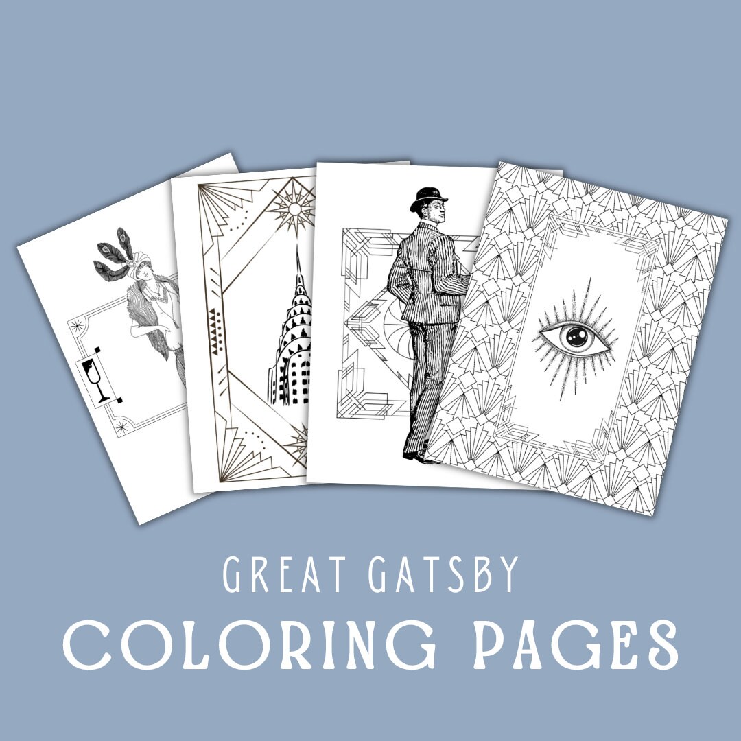 Great Gatsby Coloring Pages - Etsy