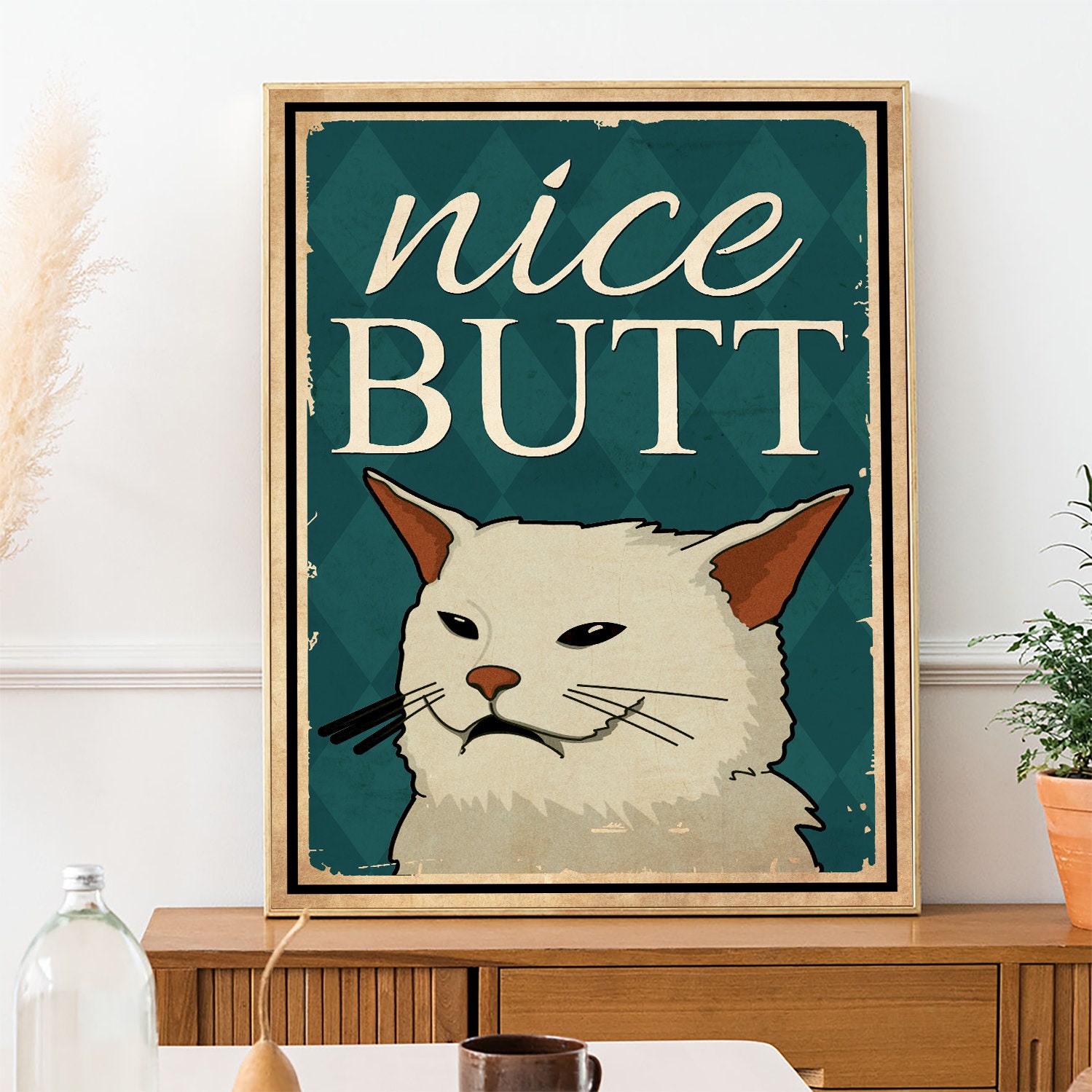 Funny Smudge the Cat Meme Nice Butt Poster Bathroom Decor - Etsy