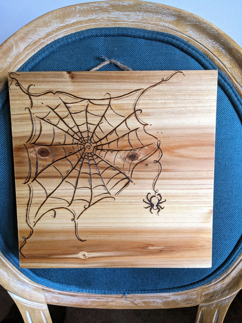 Spider Web Wood Burn Wall Art - Etsy