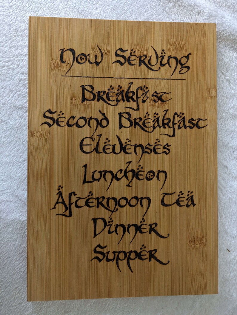 Hobbit Menu on Bamboo - Etsy