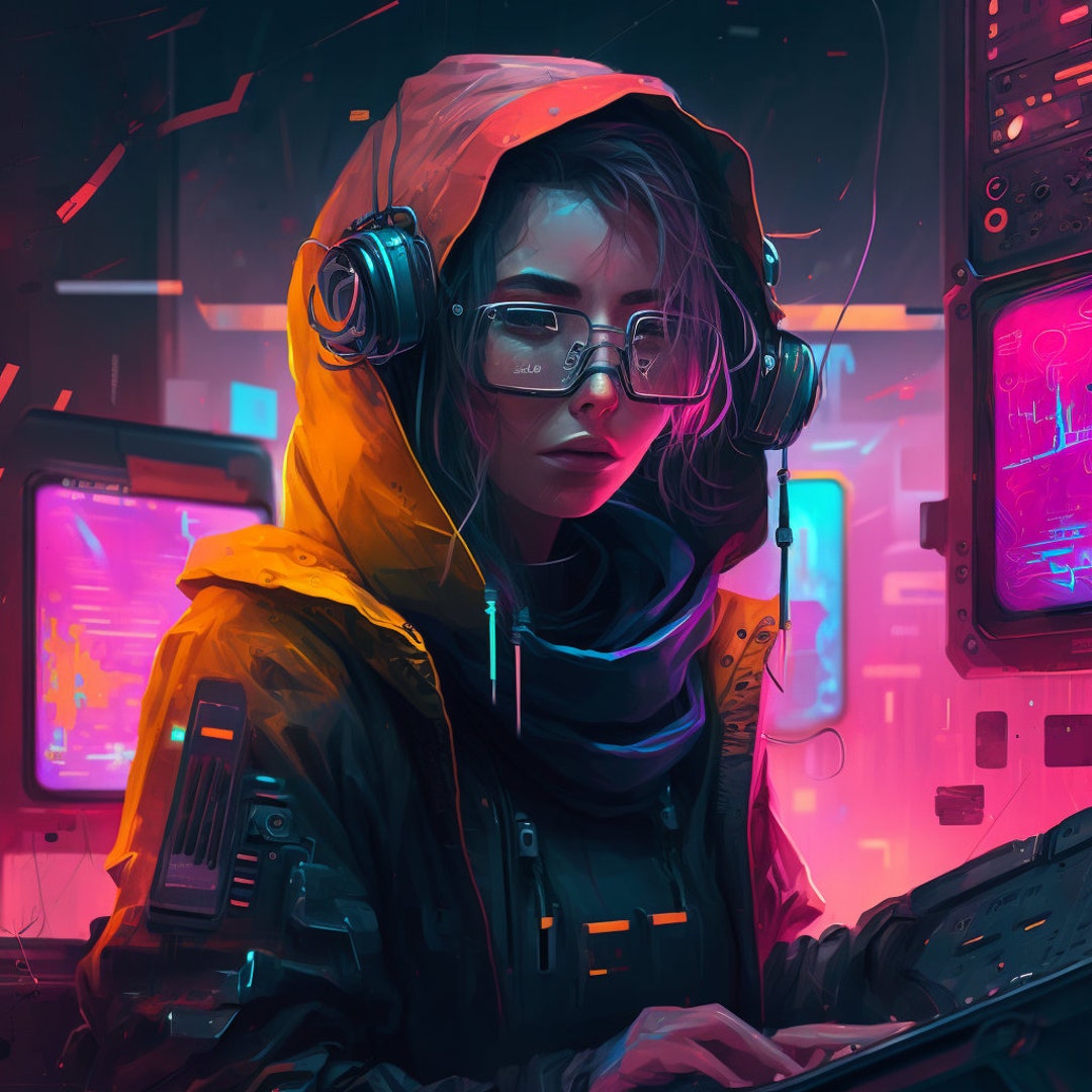 CYBERPUNK Art, GAMING Poster, GIRLY Wall Art, Digital Downloadable ...