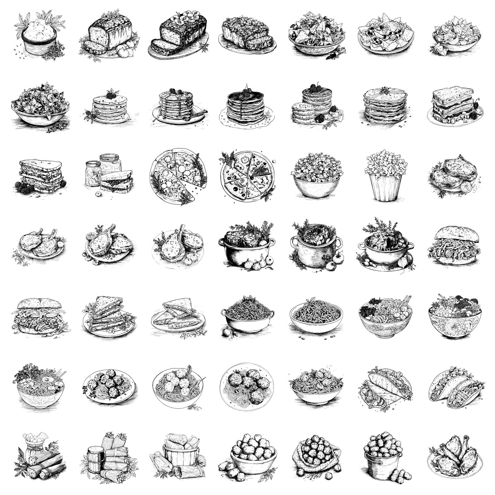 Vintage Handrawn Styled Food Menu Items - 150 Svgs and Pngs - Etsy