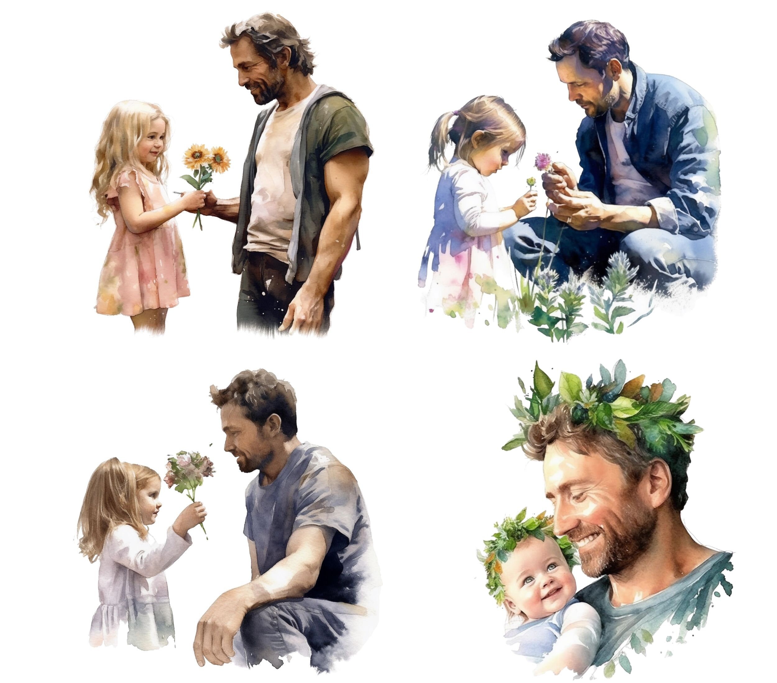 Father's Day Watercolor Clipart Bundle Transparent PNG - Etsy UK
