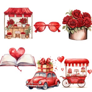 Valentines Day Watercolor Clipart Bundle, Transparent PNG, Digital ...