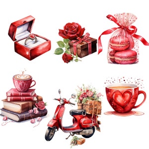 Valentines Day Watercolor Clipart Bundle, Transparent PNG, Digital ...