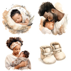 Newborn Baby Nursery Clipart Watercolor Bundle, Transparent PNG, Baby ...