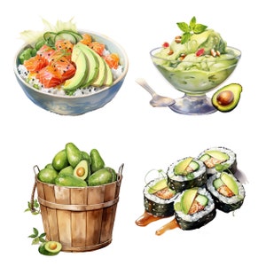 Avocado Watercolor Clipart Bundle, Transparent PNG, Digital Download ...