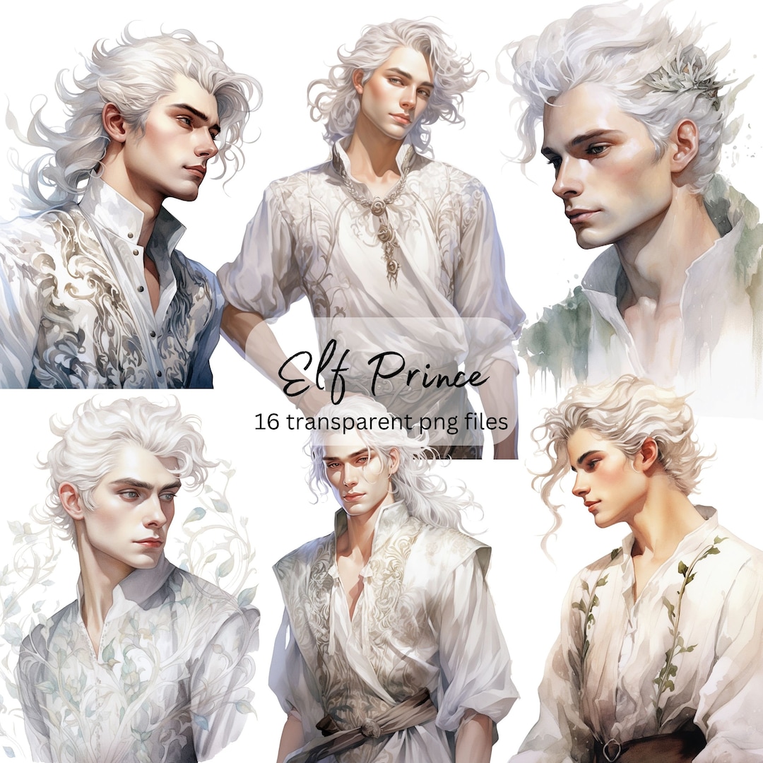 Elf Prince Watercolor Clipart Bundle, Transparent PNG, Pretty Boys ...