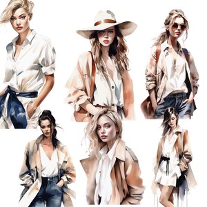 Fashion Girl Watercolor Clipart Bundle, Transparent PNG, Digital ...
