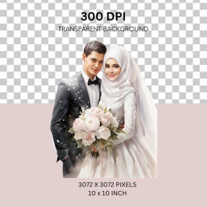 Muslim Bride Groom Watercolor Clipart Bundle,transparent Png,wedding ...