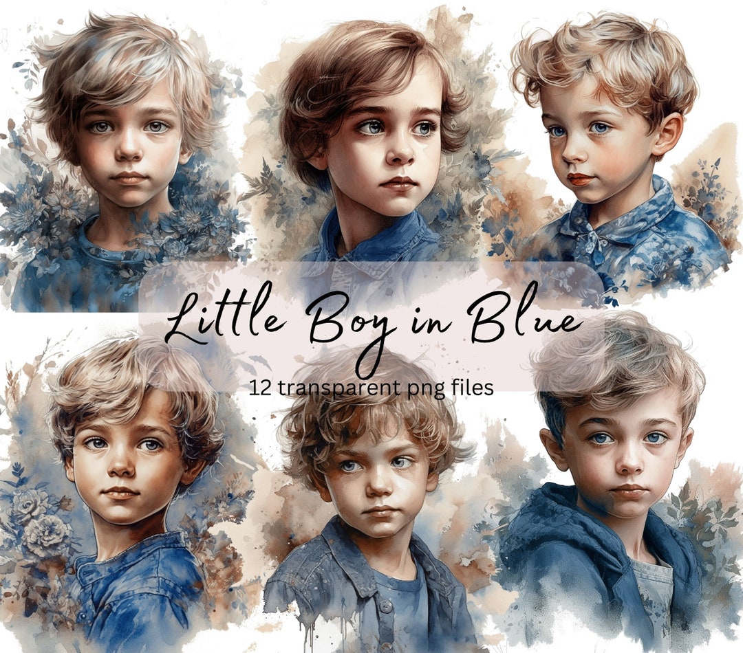 Little Boy Watercolor Clipart Bundle, Transparent PNG, Digital Download ...
