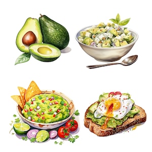 Avocado Watercolor Clipart Bundle, Transparent PNG, Digital Download ...