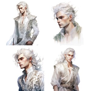 Elf Prince Watercolor Clipart Bundle, Transparent PNG, Pretty Boys ...