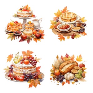 Autumn Baking Watercolor Clipart Bundle, Transparent PNG, Digital ...