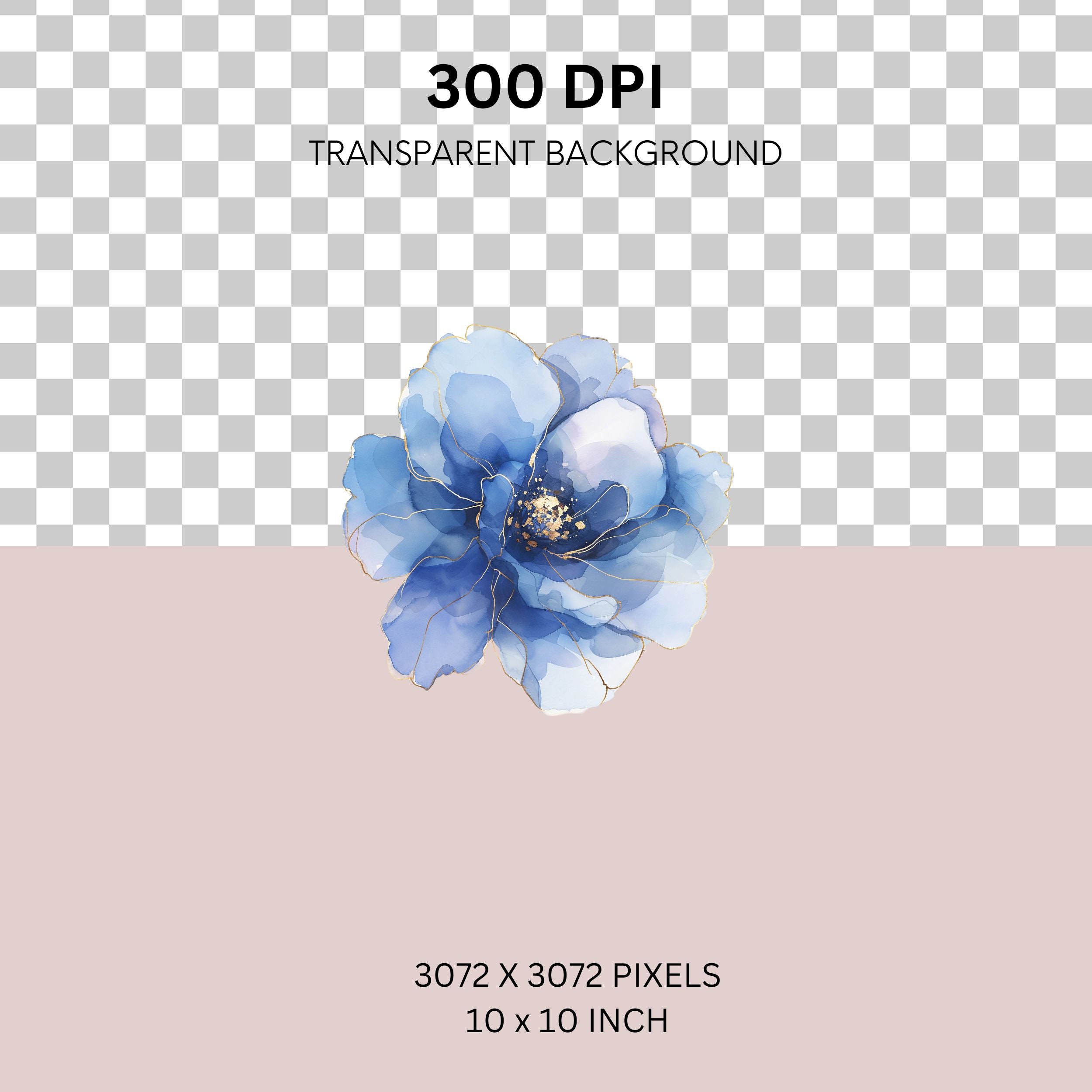Blue Bloom Floral Watercolor Clipart Bundle, Transparent PNG, Digital ...
