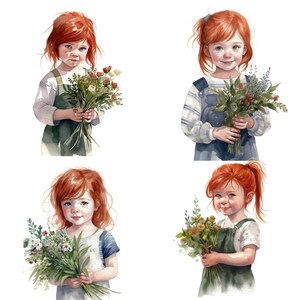 Little Red Hair Girls Watercolor Clipart , Transparent PNG, Digital ...