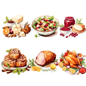 Christmas Food Clipart Watercolor Bundle, Transparent PNG, Winter ...