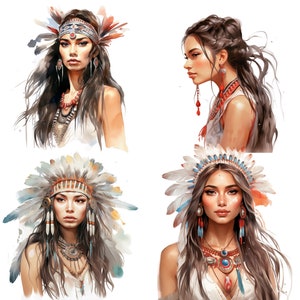 Western Native Indian Watercolor Clipart Bundle, Transparent PNG ...
