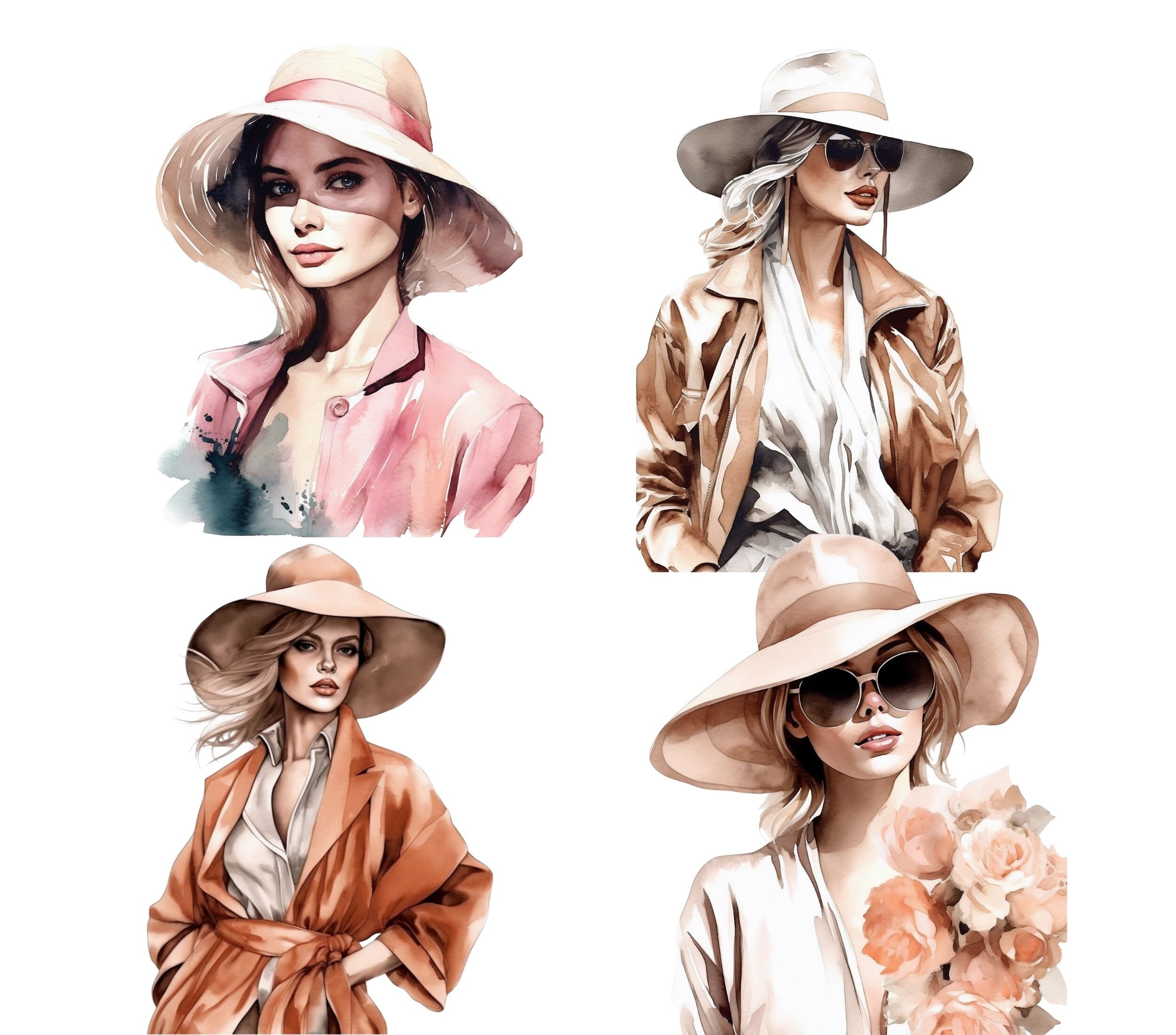 Fashion Girl Watercolor Clipart Bundle Transparent PNG - Etsy