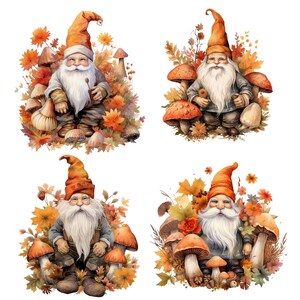Autumn Gnome Watercolor Clipart Bundle, Transparent PNG, Digital ...