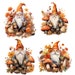Autumn Gnome Watercolor Clipart Bundle, Transparent PNG, Digital ...