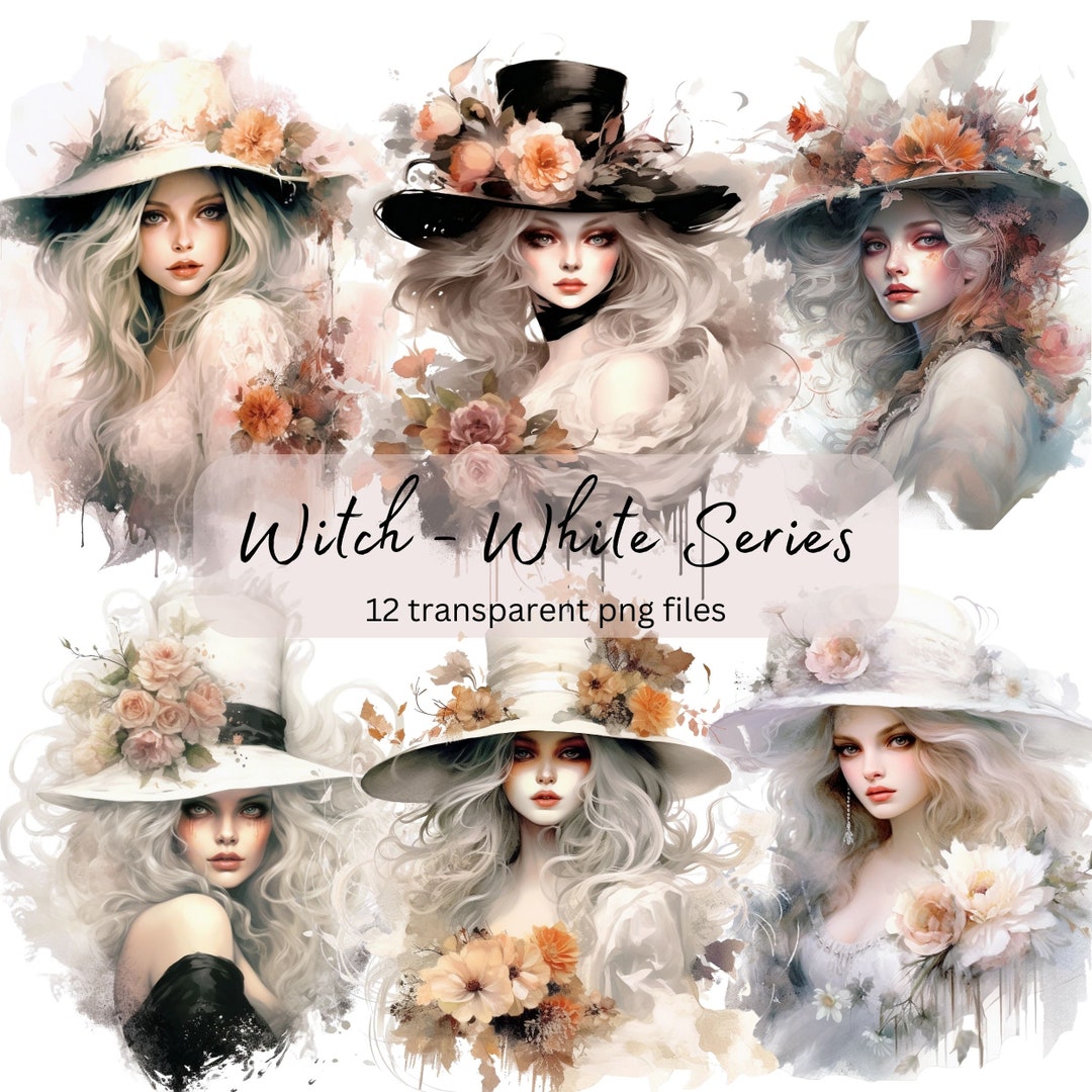 Witch Watercolor Clipart Bundle, Transparent PNG, Digital Download ...