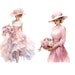 Pink Lady Vintage Watercolor Clipart Bundle, Transparent PNG, Digital ...