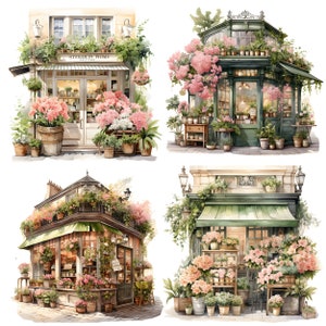 Spring Flower Shop Watercolor Clipart Bundle, Transparent Png,instant ...