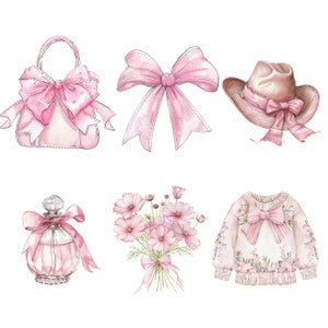 Pink Coquette Watercolor Clipart, Ribbon Bow, Chery, Transparent Png ...