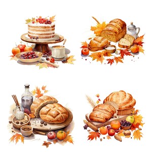 Autumn Baking Watercolor Clipart Bundle, Transparent PNG, Digital ...