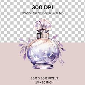 Perfume Bottles Watercolor Clipart Bundle, Transparent PNG, Digital ...