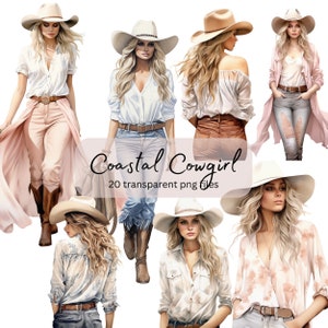 Coastal Cowgirl Watercolor Clipart Bundle, Transparent PNG, Digital ...