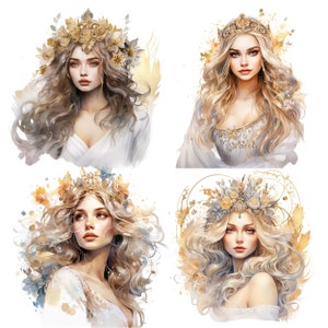 Princess Portrait Watercolor Clipart, Transparent PNG, Pretty Girls ...