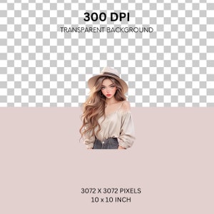 Casual Fashion Girl Watercolor Clipart Bundle, Transparent PNG, Digital ...