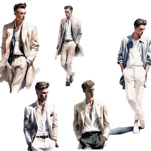 Fashion Men Watercolor Clipart Bundle, Transparent PNG, Digital ...