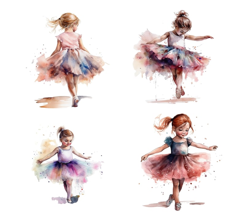 Little Ballerina Watercolor Clipart Bundle Transparent PNG - Etsy