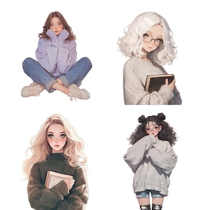 Fashion Girl Watercolor Clipart Bundle, Transparent PNG, Digital ...