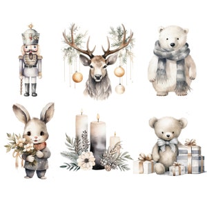 Black Christmas Clipart Watercolor Bundle, Transparent PNG, Winter ...